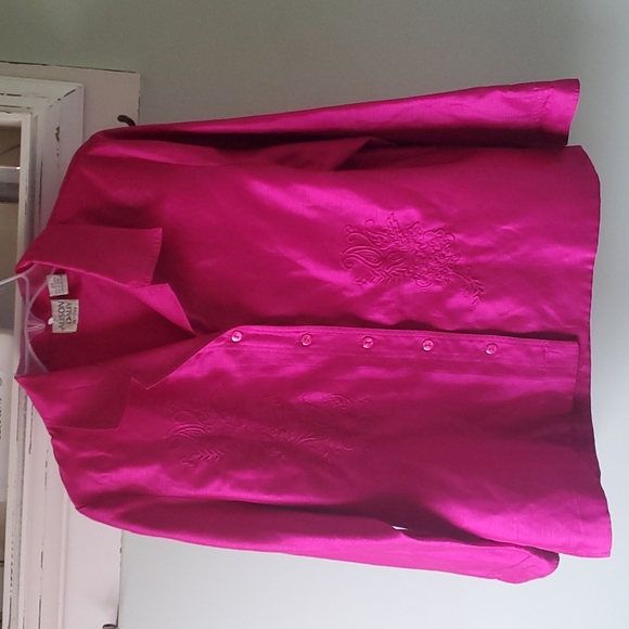 Allison Daley | Tops | Vintage Hot Pink Embroidered Blouse | Poshmark